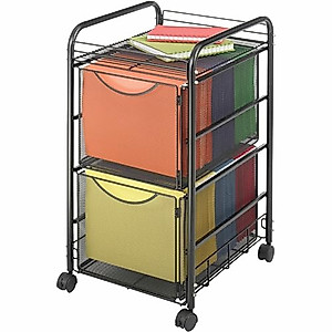 Safco Onyx Rolling File Cart with 2 File Drawers, Fits Letter-Size Hanging Folders, Durable Steel Construction
