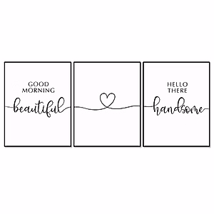 Good Morning Beautiful, Hello There Handsome Prints, Bedroom Prints, Couple Prints, Bedroom Decor, Bedroom Wall Art, Home Decor Art Prints, Bedroom Sign, Unframed (11x14 inch)