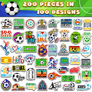 WAKEMOODEI Soccer Stickers 200PCS Soccer Sports Stickers for Boys, Waterproof Vinyl Stickers for Water Bottles, Kids Stickers Soccer Party Favors Soccer Gifts Stickers for Kids Teens Soccer Lovers