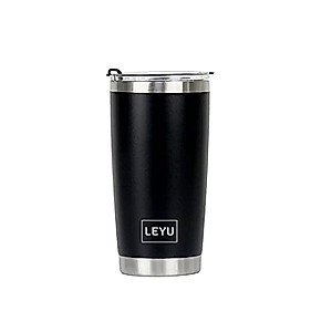 LEYU Rambler 20 oz Stainless Steel Vacuum Insulated Tumbler Coffee Mug/Cup Black color with Lid