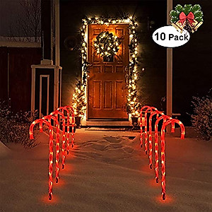 21Inch Candy Christmas Lights,10 Pack Candy Cane Lights Outdoor Pathway, Pathway Markers,Christmas LED Yard Lawn Pathway Markers, Christmas Indoor and Outdoor Decoration Lights UL588 Certified