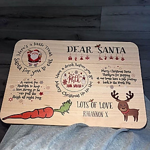 Personalized Christmas Eve Treats w/Wooden Santa Plate, Platter Board, Placemats