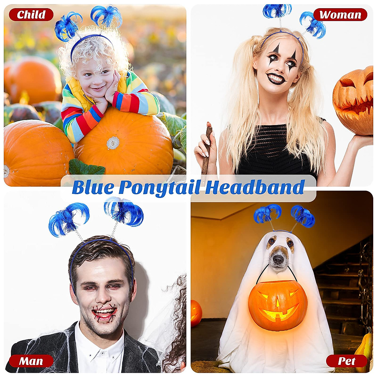 Tulle Tutu Costume Set Tulle Tutus Skirts Blue Headband Ponytails Long Knee Thigh High Striped Socks for Halloween(Fresh Color,S)