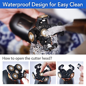 Electric Razor for Men,Plusdot 5D Wet Dry Electric Rotary Shaver Waterproof Grooming Kit,Men's Beard Trimmer 5 in 1 USB Rechargeable Cordless Bald Head Shaver Smooth Hair Trimmer