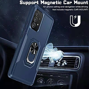 Oterkin for Samsung Galaxy A53 Case,A53 5G Case Military Grade Shockproof Protective Case with [360° Rotatable Ring Kickstand] [Tempered Glass Screen Protector] Heavy Duty Case for Samsung A53-Blue