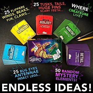 Mythical Creatures Drawing Games for Kids Mashup Animals Art Ideas. 150 Prompt Cards, Endless Ideas. Creative Gift for Tweens, Teens + Family Fun Night for Artsy Imaginations!