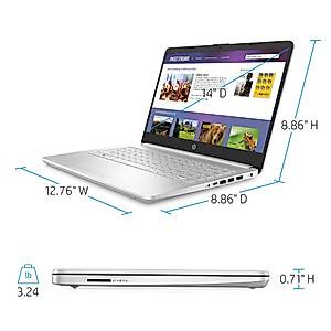 2022 HP 14" HD Touchscreen Laptop - 11th Gen Intel i3-1115G4 - 12GB DDR4 - 256GB M.2 NVMe SSD - Intel UHD Graphics - HDMI WiFi Bluetooth Webcam - Silver - Windows 10 Pro w/ 32GB USB Drive