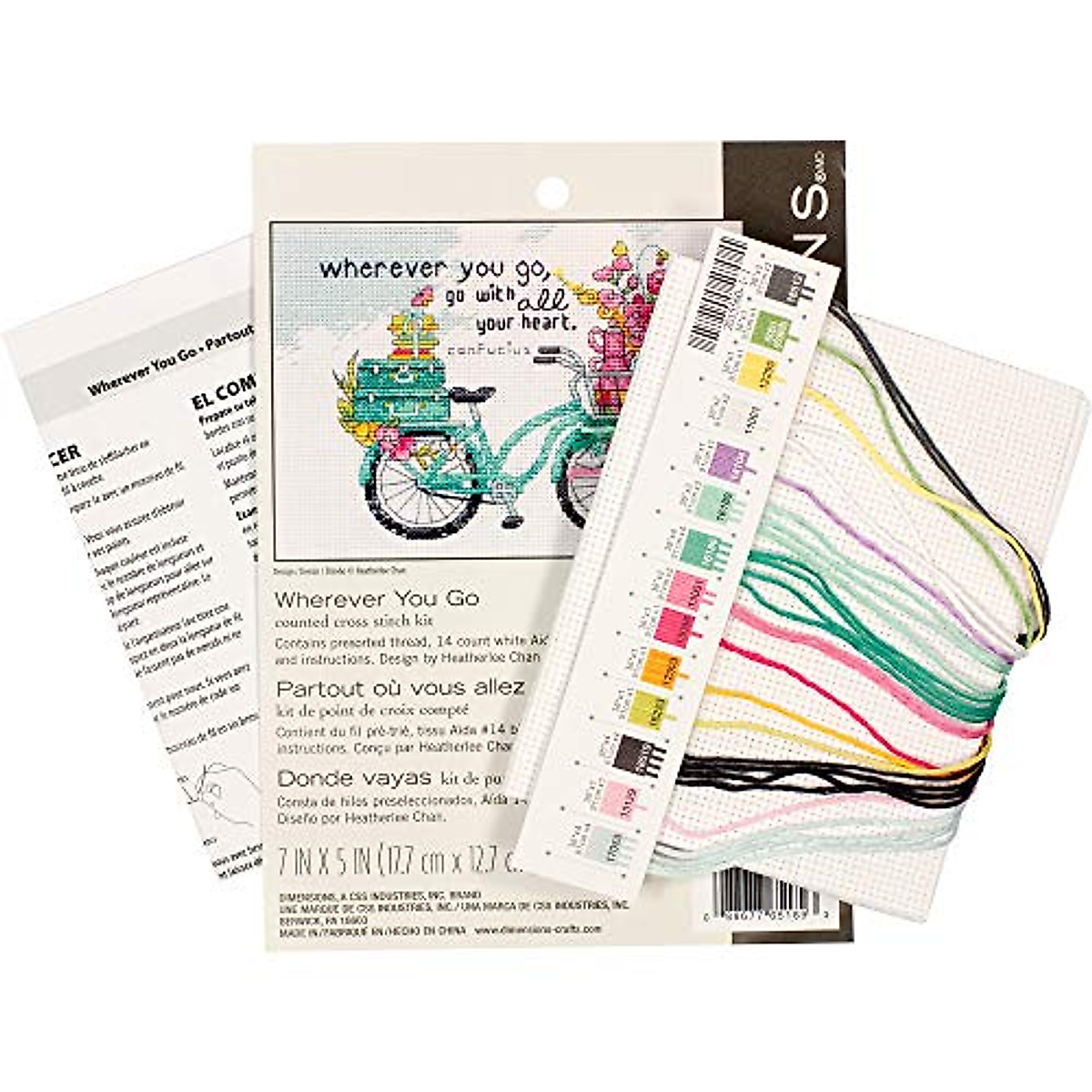 Dimensions 'Wherever You Go' Counted Cross Stitch Kit, 14 Count White Aida Cloth, 5'' x 7''