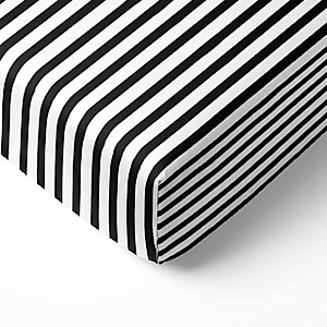 Bacati - Black/White Pin Stripes Crib Fitted Sheet