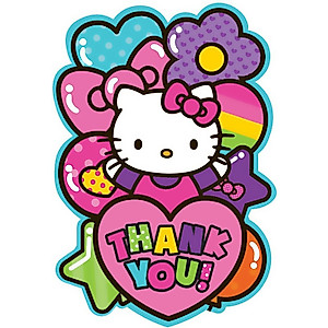 Hello Kitty Rainbow Postcard Thank You Paper Cards - 4 1/4" x 6 1/4" Multi-color Set Of 8