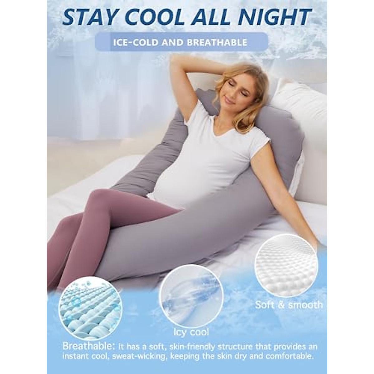 Bedbee Pregnancy Pillow, Removable Cover Premium U Shaped Maternity Pillow, Support Back, HIPS, Legs, Belly for Pregnant Women Sleeping (Dark Grey)