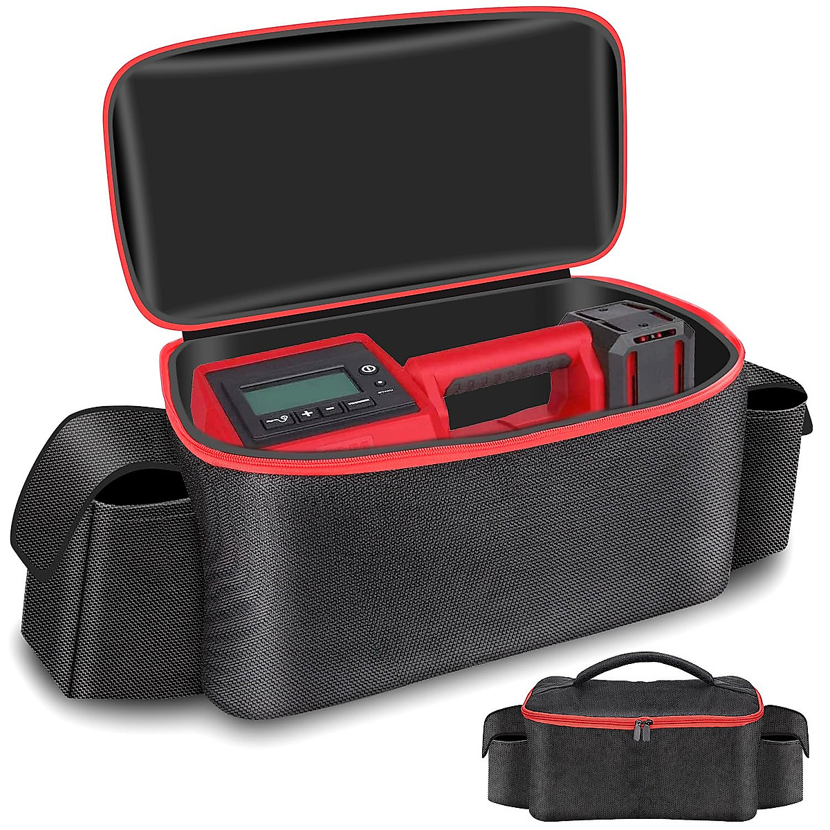 Air Compressor Bag Compatible with Milwaukee M18 Inflator 2848-20,with Pocket for Battery Pack,for 18V 3.0 to 9.0 Ah Battery,Milwaukee Air Compressor Storage Carrying Bag((Box only)