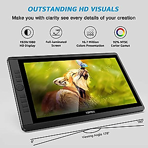 Drawing Tablet with Screen, 15.6'' XOPPOX Graphics Drawing Monitor Pen Display with 1080P Full Laminated Screen,Tilt 8192 Levels Battery-Free Stylus,Adjustable Stand,Compatible for Window/Mac