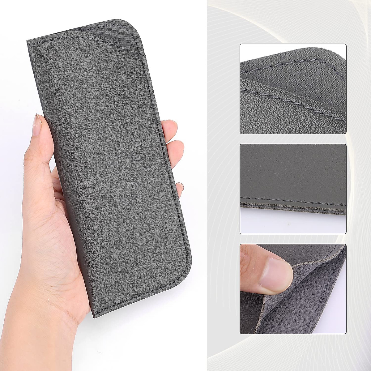 Soft Glasses Cases 7x3 Inch, 6pcs Leather Eyeglasses Case Portable Glasses Case Soft Pouch Leather Sunglasses Pouch for Women Men Adults Kids (6 Colors)