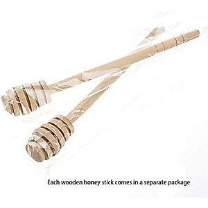 ICEYLI 4 Pcs (6.3 Inches) Wooden Honey Mixing Stirrer Honey Dipper Sticks Honey Comb Stick Honey Spoon Collecting Dispensing Drizzling Jam