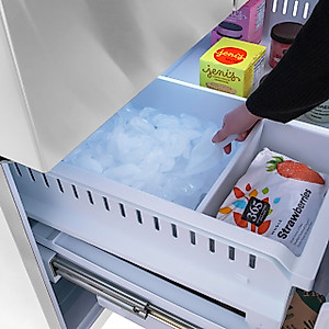 ZLINE 36 in. 28.9 cu. ft. Standard-Depth French Door External Water Dispenser Refrigerator with Dual Ice Maker in Fingerprint Resistant Stainless Steel and Polished Gold Traditional Handles