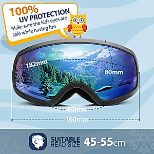 LOEO Kids Ski Goggle, Snow Ski Goggles for Kids Youth Teens Boys and Girls from 5-14