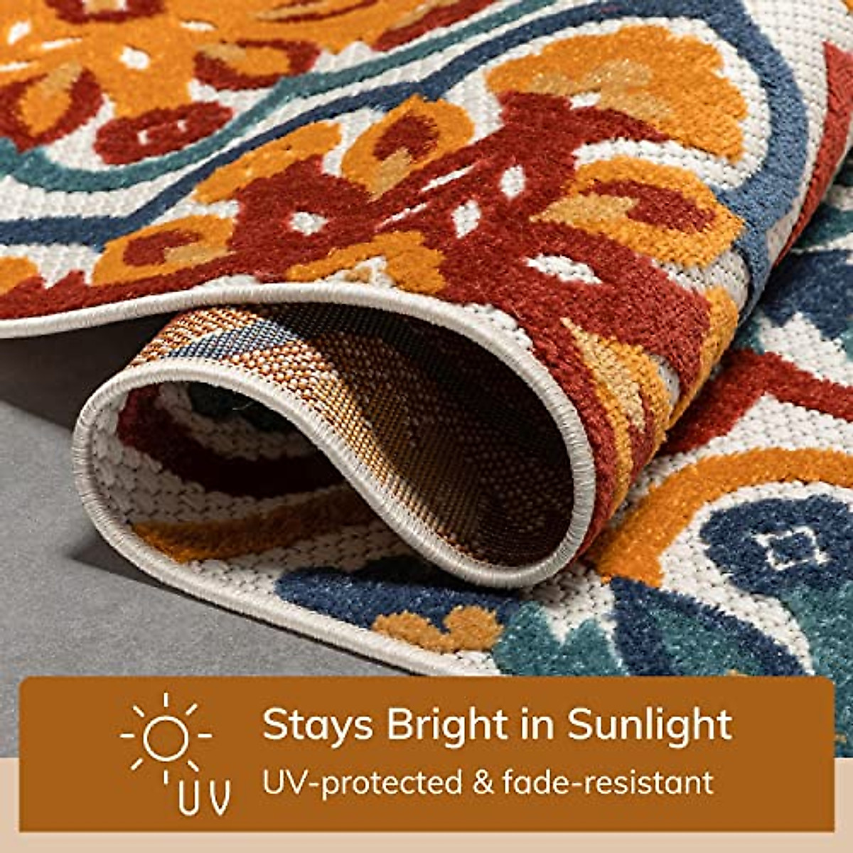 Well Woven Dorado Devotion Beige Modern Floral 5'3" x 7'3" High-Low Indoor/Outdoor Area Rug