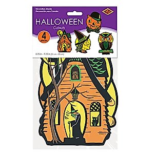 Beistle Pkgd Halloween Cutouts 8.5 inches x 9.25 inches - 2 packs of 4 cutouts