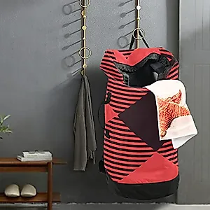 Christmas Plaid Buffalo Laundry Bag Backpack Heavy Duty Laundry Bag with Shoulder Straps Travel Laundry Bag Foldable for Laundromat and Luggage Storage