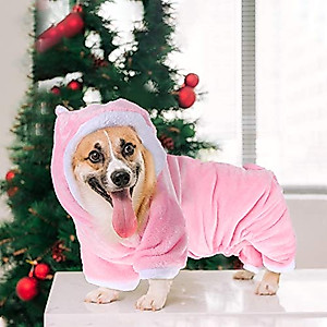 Balacoo Pet Costum, Pink Pig Puppy Clothes Hoodie Warm Coat Funny Pet Dog Cat Clothes for Christmas Cosplay Pimk
