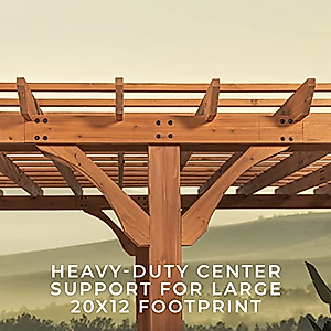 Backyard Discovery Beaumont 20x12 ft All Cedar Wood Pergola, Durable, Quality Supported Structure, Snow and Wind Supported, Rot Resistant, Backyard, Deck, Garden, Patio, Outdoor Entertaining