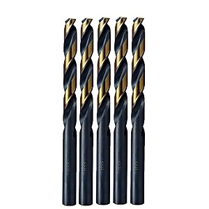 MAXTOOL 11/64" 5pcs Identical Jobber Length Drills HSS M2 Twist Drill Bits Fully Ground Black & Bronze Straight Shank Drills; JBF02H10R11P5
