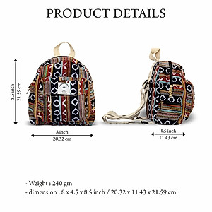 ECOBAWA Hemp Mini Backpack for women Adjustable shoulder strap Mini Bag Washable Lightweight Casual Daypack (Brown)