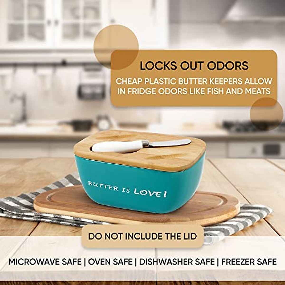 UNI-THGT Butter Dish with Lid for Countertop - Butter Container - Butter Storage Case with Knife - Fresh Butter Keeper