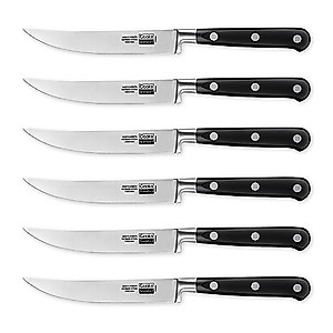 Cooks Standard Steak Knives Set 6-Piece, High Carbon Stainless Steel Classic Sharp Kitchen Steak Knife, Ergonomic Handle,Black