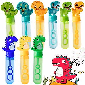 Cartoon Bubble Toys for Kids,Small Bubble Wands Bulk,9 Pack Mini Bubble Sticks with Bubble Solution for Holiday Birthday Party Favors,Classroom Prizes,Outdoor Activity (Dinosaur Designs)
