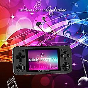 RG351P Retro Handheld Game Console Open Source Linux System 3.5 inch IPS 320*480 Screen RK3326 1.5GHz 3500mAh Battery 2500 Classic Games Support PSP/N64 Game Gift Portable Player (RG351P-Black)