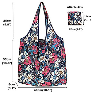ALIMITOPIA Shopping Bags,Reusable Folding Waterproof Grocery Polyester Bags Totes Foldable Carrier Bags with Self Pouch(4pcs)