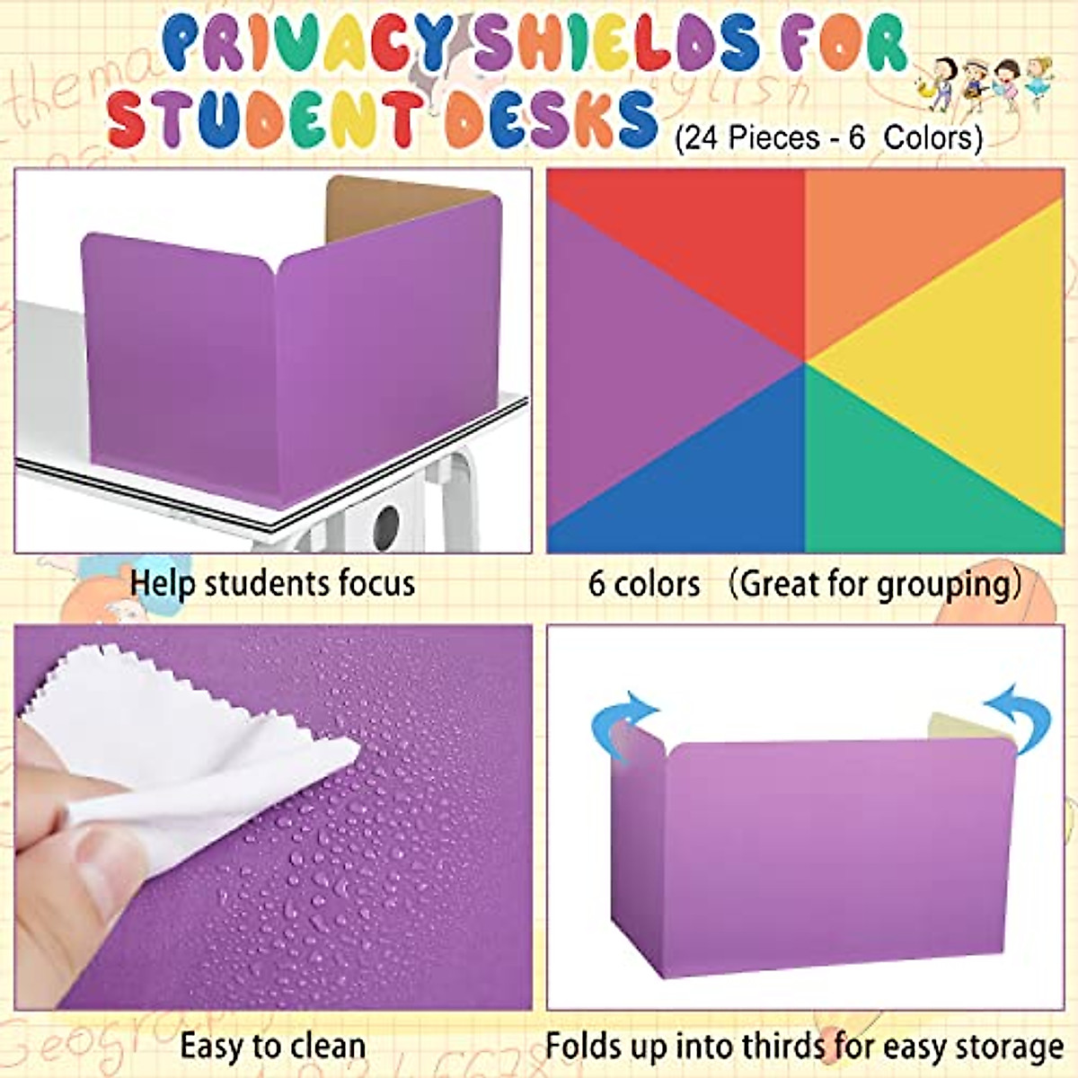 School Privacy Boards for Desks | Reduce Distractions | 24 Pack