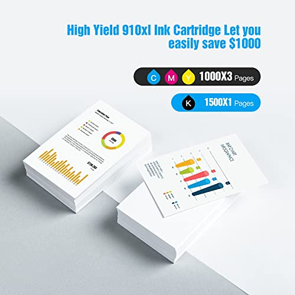 910XL Ink Cartridges Combo Pack Compatible with Hp Office Jet Pro 8025e 8035e 8025 8035 8028 8022 8015 Printer Ink cartridges (4 Pack) 910 XL Ink Cartridge Replacement for Hp High Yield