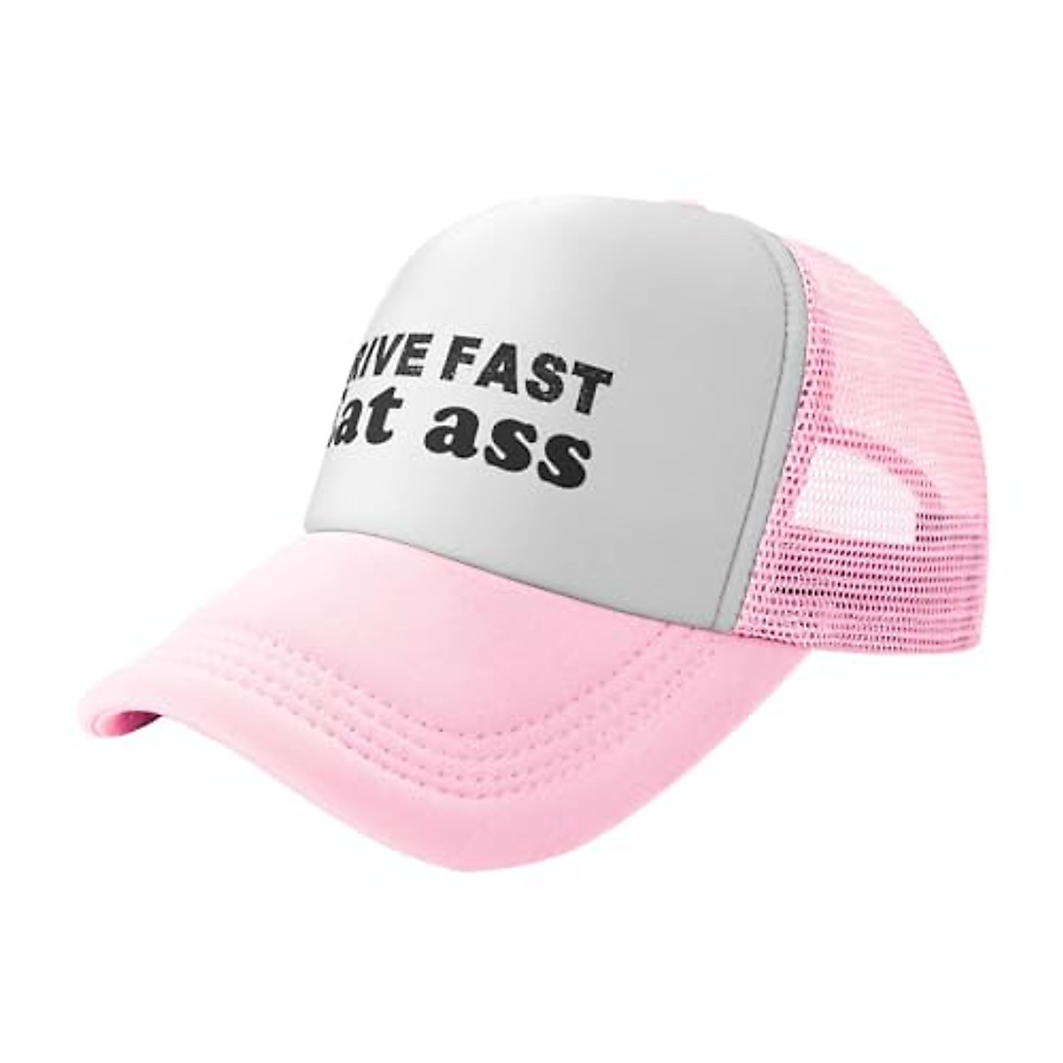 Drive Fast Eat Ass Funny Hat Unisex Adult Trucker Caps Fishing Adjustable Cap Classic Sport Hats Pink