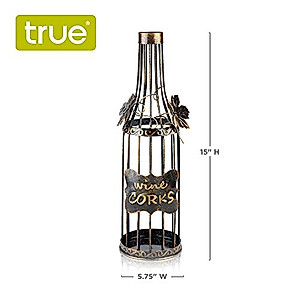 True Wine Cork Holder, Decorative Wine Cork Storage and Decor, Set of 1, Rustic Bronze Finish