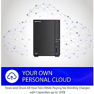 BUFFALO LinkStation 720 4TB 2-Bay Home Office Private Cloud Data Storage with Hard Drives Included/Computer Network Attached Storage/NAS Storage/Network Storage/Media Server/File Server