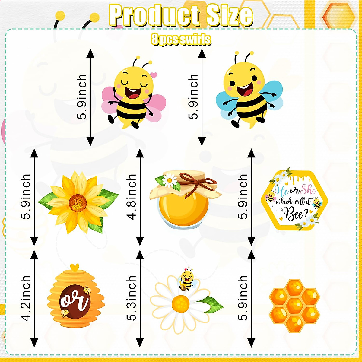 Yingoto 168pcs What Will it Bee Gender Reveal Decorations Tableware Set, Bee Gender Reveal Decorations Include Banner, Plates, Napkins, Tablecloth, Bee Party Decorations for Baby Shower, Serve 25