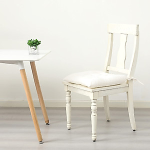 HLOVME Corduroy Chair Cushion with Ties Ultra Soft Warm Floor Cushion for Kids Reading Nook Comfortable Square Seat Cushion for Adult 15.7”x15.7”, White