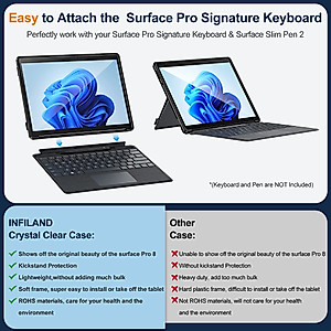 INFILAND Case Compatible with Microsoft Surface Pro 8, High Clear Transparent Shockproof Robust Portable Protective Case Multi-Angle Adjustable Stand for Surface Pro 8 13 Inch 2021 Tablet, Black