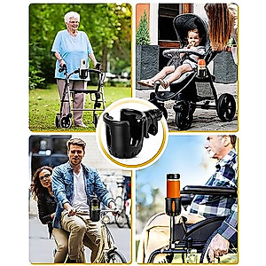 Universal Cup Holder Stroller Drink Holder for Bikes, Trolleys or Walkers, Fits Most Cups