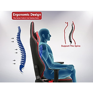 SITMOD Video Game Chairs Ergonomic Gaming Chair with Footrest High Back Massage Gaming Chair Recliner PC Leather Racing Gamer Chairs Adjustable Lumbar Support Swivel Computer Chairs for Adults