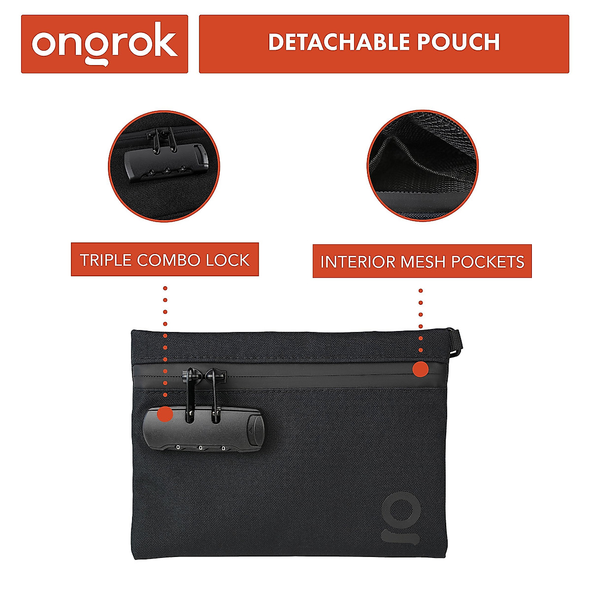 ONGROK Duffle Bag with Combo Lock, Integrated Carbon Filtration (Black)