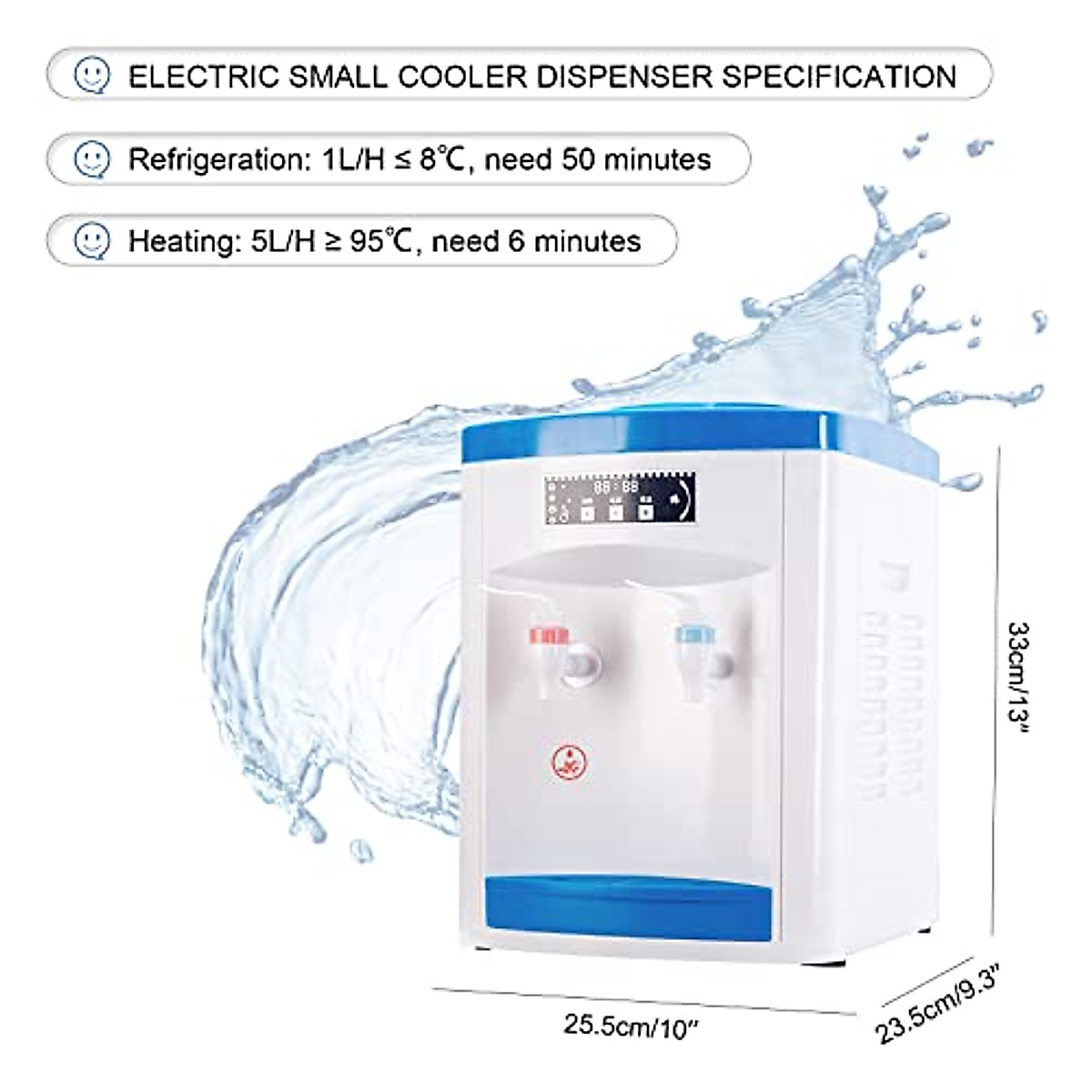 Top Loading Countertop Water Cooler Dispenser,550W Electric Hot Cold Water Cooler Dispenser,5 Gallon PP Material Compact Mini Desktop/Countertop Water Cooler Dispenser for Homes, Kitchens, Offices,etc
