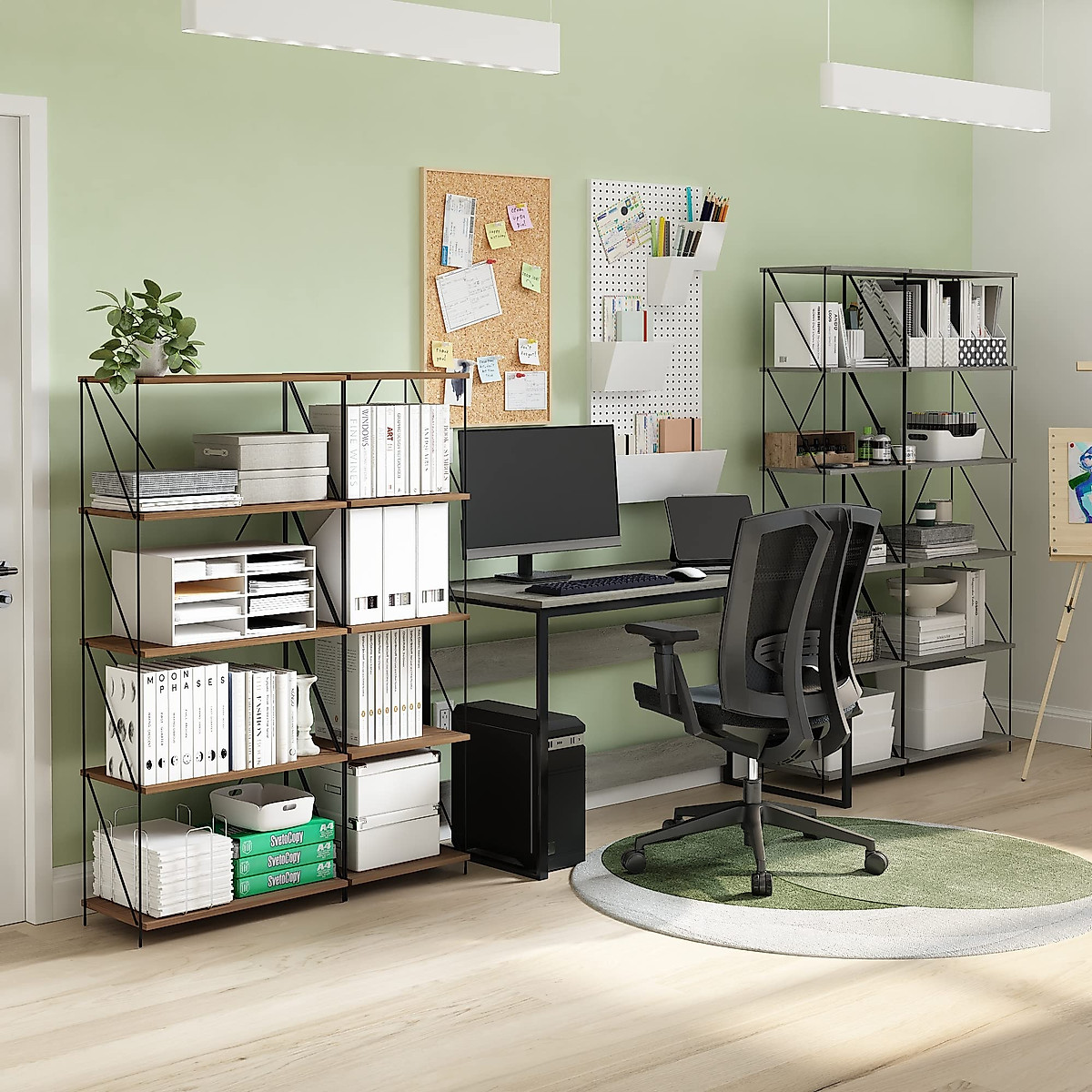 Furinno Besi 4 x 2 Multipurpose Shelf Display Rack with Metal Frame, Walnut Cove