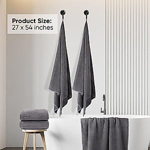 HOMEXCEL Bath Towel Set Pack of 2, (27 x 54 Inches) Microfiber Ultra Soft Highly Absorbent Bath Towel, Lightweight and Quick Drying Towels for Body, Sport, Yoga, SPA, Fitness, Grey