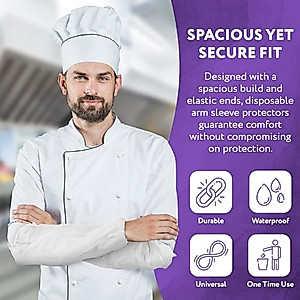 AMZ White Disposable Arm Sleeves, 18 Inches. 100 Pack Disposable Sleeve Protectors for Arms. 1.5 Mil PE Waterproof Sleeve for Arm. Unisex Disposable Protective Sleeves for Arms