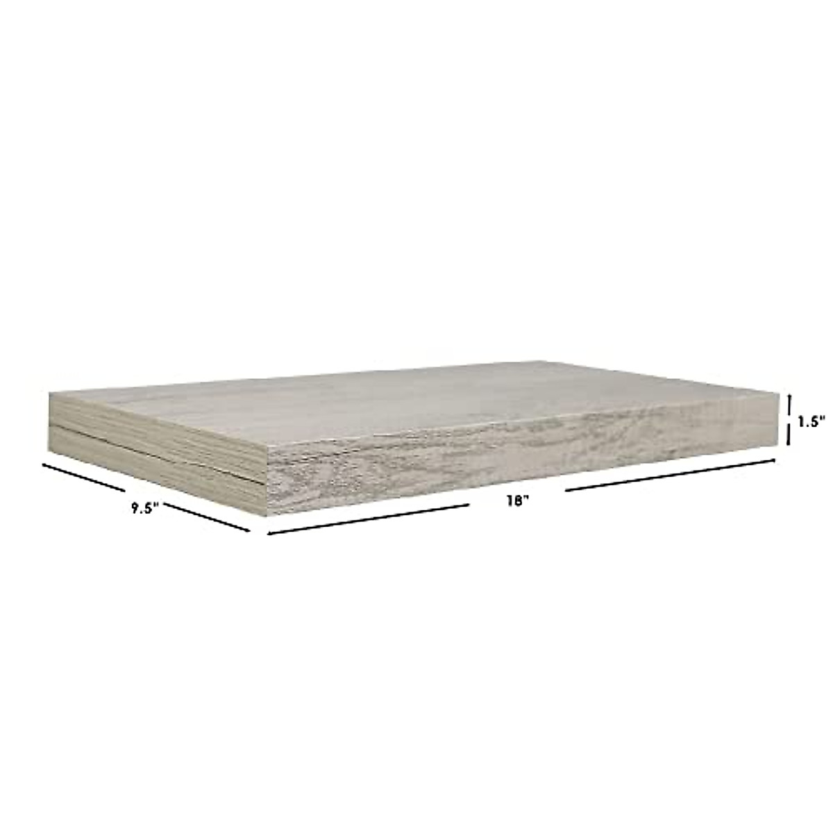 Home Basics Floating Wall Shelf Washed Grey 18" (1 Shelf) Contemporary and Modern Shelf for Picture Frames, Sculptures, Plants, and Essentials | Invisible Mounting Brackets