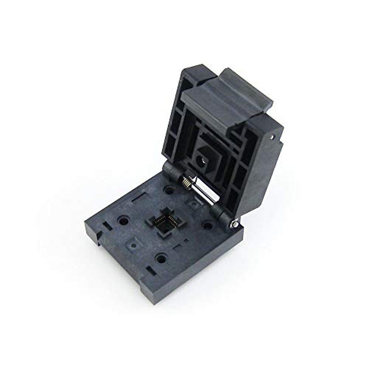 QFN28 Clamshell Programming Adapter Socket/Burning Socket/IC Test Socket QFN-28(36) B-0.5-02, 28-Pin, 0.5mm Pitch, IC Test Burn-in Socket, Applied to QFN28, MLP28, MLF28 Packages.